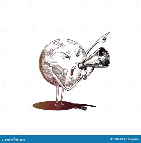 Megáfono De La Tenencia De La Mano De La Tierra Concepto Para Las Redes
