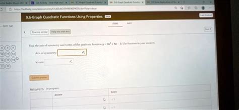 Solved Graph Quadratic Functions Using Properties