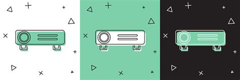 設置演示文稿影片電影媒體投影儀圖示 隔離在白色和綠色黑色背景上向量插圖向量圖形及更多一個物體圖片 一個物體 互聯網 光 Istock