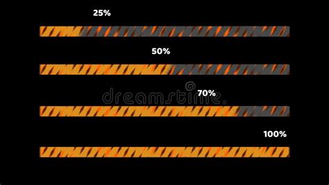 Progress Bar Animation Five Pack Three Color Tiger Theme With Numeric Text Twenty To Hundred