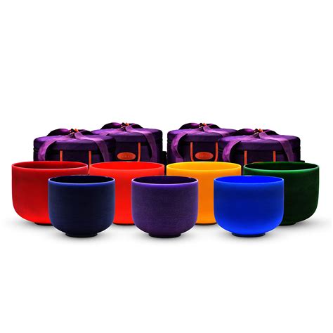 Topfund 432 Hz Chakra Set Of 7 Color Crystal Singing Bowls 8 10 Inch
