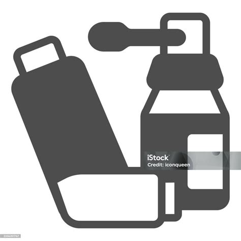 두 개의 폐 흡입기 고체 아이콘 약국 개념 벡터 그래픽입니다 흰색 배경에 신선한 호흡 기호에 대한 흡입기 항아리 모바일 또는 웹