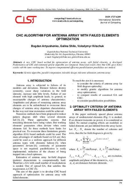 Pdf Chc Algorithm For Antenna Array With Failed Elements Optimization
