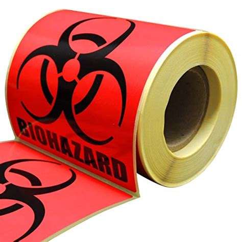 4” X 4” Biohazard Stickers Sign Roll Of 250 Biohazard Warning Labels