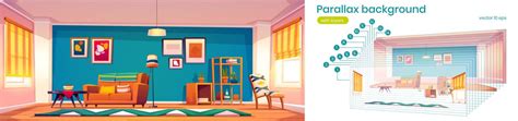 Parallax Game Background With Modern Living Room 14177771 Vector Art At