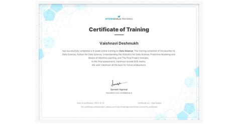 Vaishnavi Deshmukh On Linkedin Successfully Completed The Data Science Training From Internshala