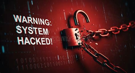 Urgent System Hacked Warning With Shattering Padlock And Broken Chain On Dark Red Digital