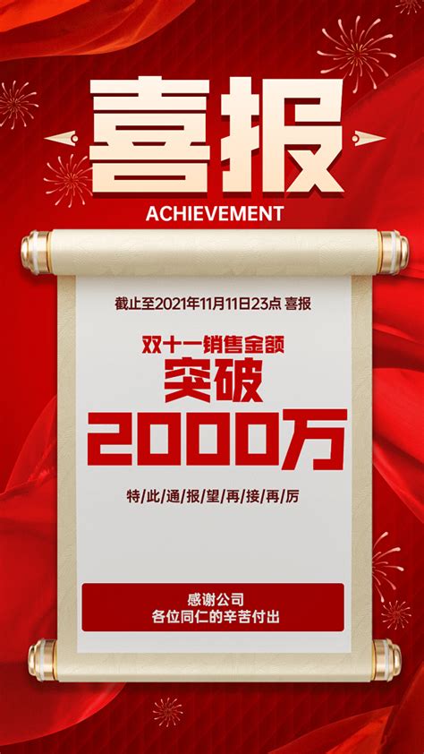 双十一销售额业绩销量喜报