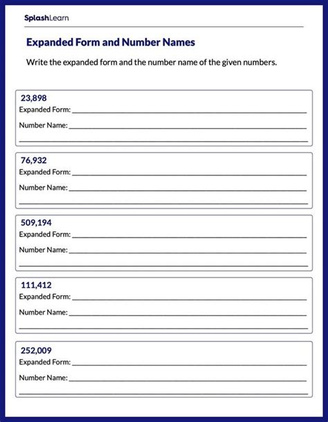 Write The Expanded Form And Number Names Worksheet