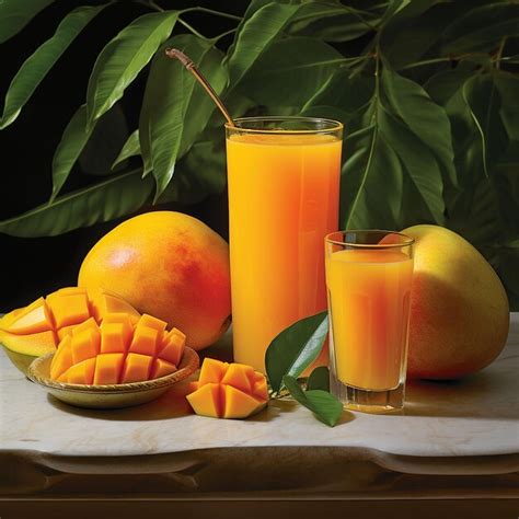 Premium Ai Image Refreshing And Healthy Mango Juice In A Glass With