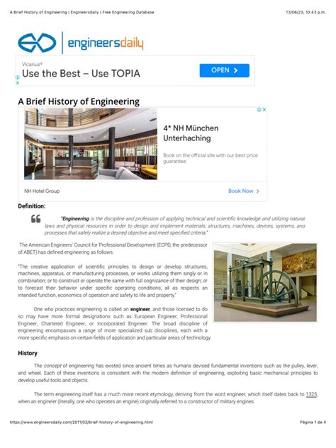 A Brief History Of Engineering Engineersdaily Free Engineering Database Pdf Engineering