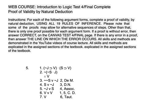 SOLVED WEB COURSE Introduction To Logic Test Final Complete Proof Of Validity By Natural