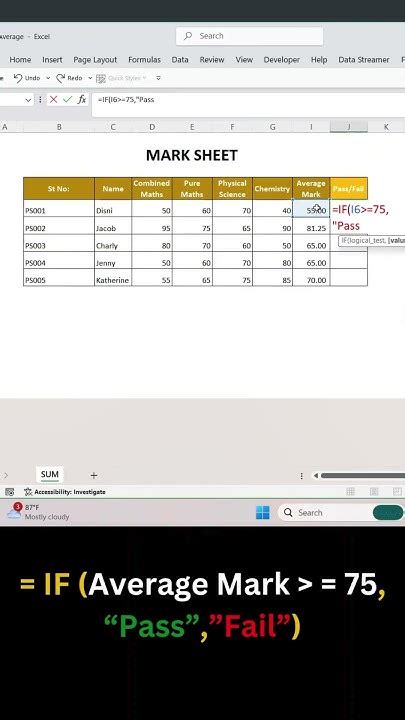 Master Excel If Function For Passfail In Seconds Quick Excel Tip Excel Shorts If Youtube