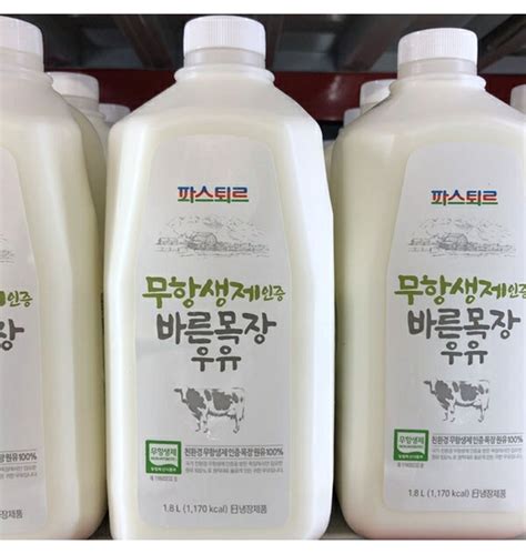 파스퇴르 무항생제인증 바른목장 우유 1 8l 티몬