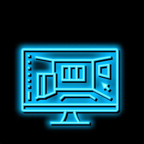 3d Interior Visualization Neon Glow Icon Illustration 20584651 Vector