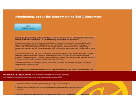 Benchmarking Implementation Toolkit Template Excel Xls