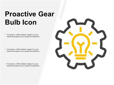 Proactive Gear Bulb Icon Powerpoint Presentation Designs Slide Ppt