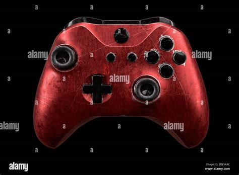 conceptual used video game controller or joystick with scratches