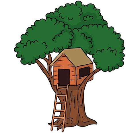 How To Draw A Tree House Easy Drawing Art