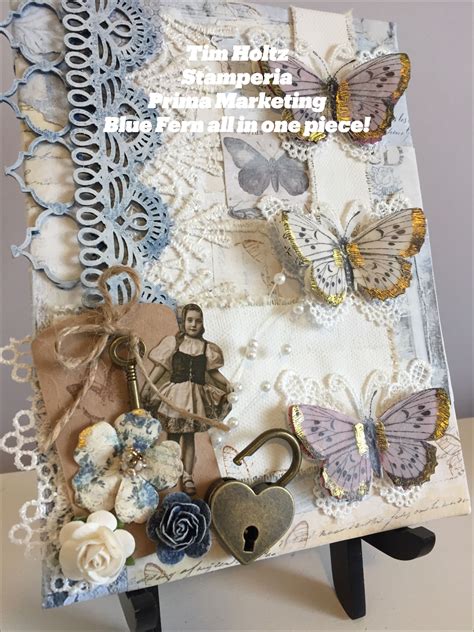 Butterfly Art Canvas Assemblage Mixed Media Using Stamperia Prima