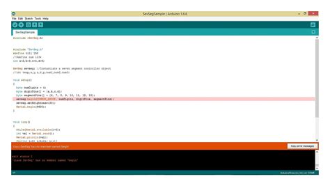 SevSeg Library Error Class SevSeg Has No Member Named Begin