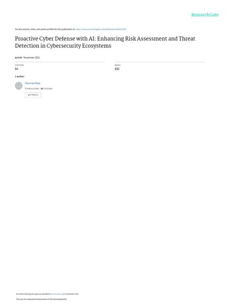 Proactive Cyber Defense With Ai Enhancing Risk Assessment And Threat Detection In Cybersecurity
