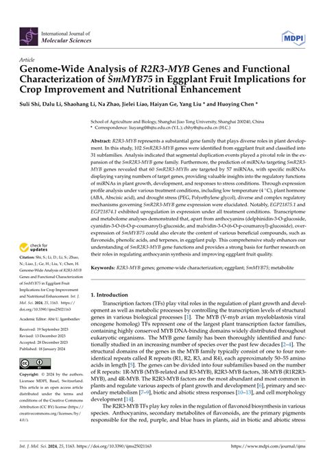 PDF Genome Wide Analysis Of R2R3 MYB Genes And Functional