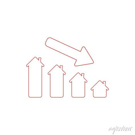 Vector Icon Concept Of House Sales Or Value Bar Chart With Arrow