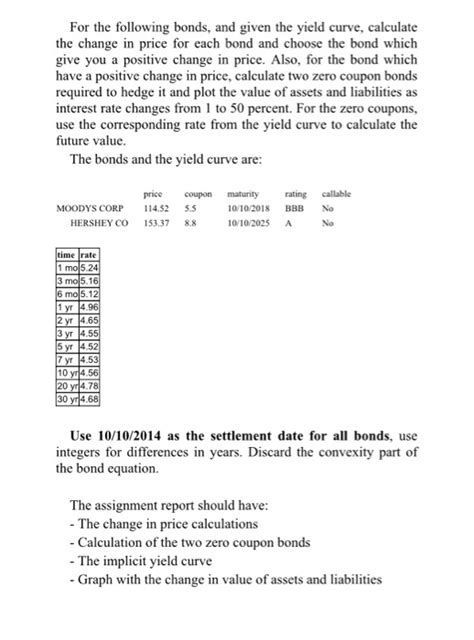 For The Following Bonds And Given The Yield Curve Chegg