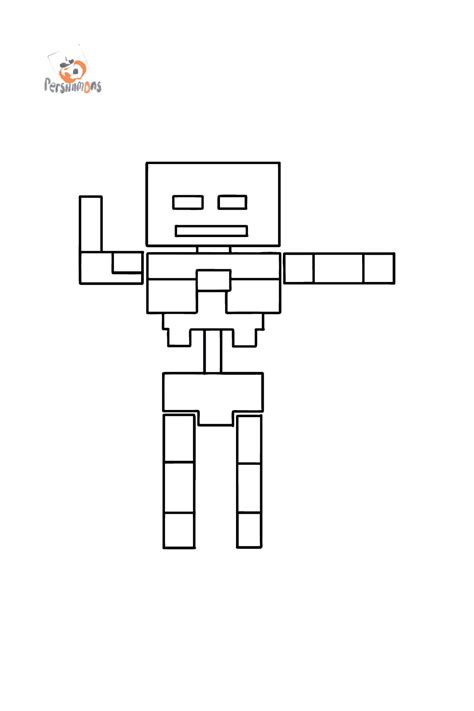 Print Cartoon Minecraft Skeleton Coloring Page Colori