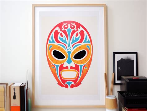 Lucha Libre Mask Poster Wrestling Art Lucha Libre Digital Download Retro Luchador Trendy Art