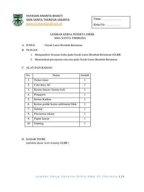 Lkpd K D Gerak Lurus Berubah Beraturan Pdf