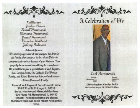 Carl Hammonds Obituary Aa Rayner And Sons Funeral Homes