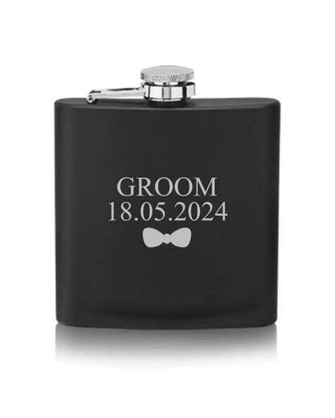 Black Rectangular Flask With Role And Date Creative Glams