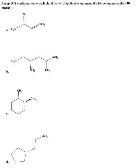 solved assign r s configuration to each chiral center if