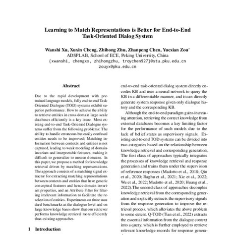 Learning To Match Representations Is Better For End To End Task
