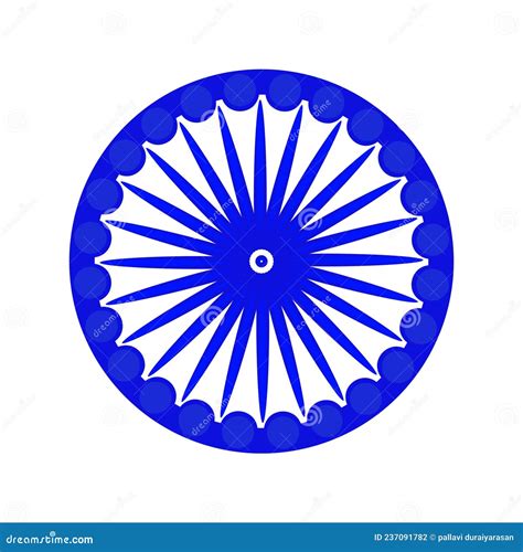 Illustrated Design About Indian Flag Blue Wheel Ashoka Chakra With 24
