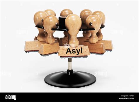 A Stamp With The German Inscription Asyl Asylum Hangs In A Stamp Rack