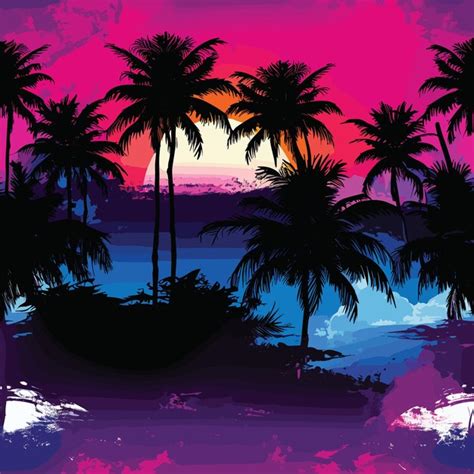 Premium Vector Seamless Colorful Hawaii Palms Pattern