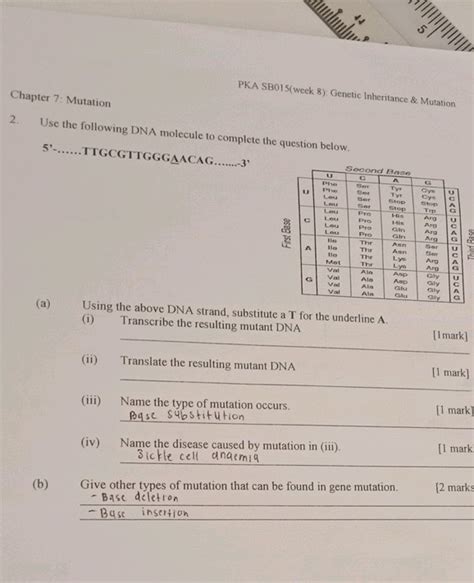 Chapter 7 Mutation PKA SB015 Week 8 Genetic StudyX