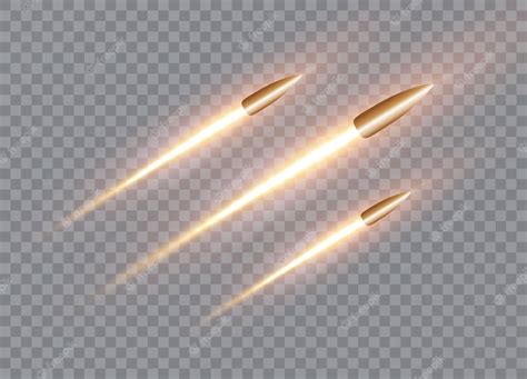 Premium Vector Realistic Flying Bullet In Motion With The Fiery Trace