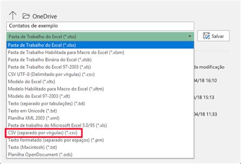 Criar ou editar arquivos csv para importação para o Outlook Suporte