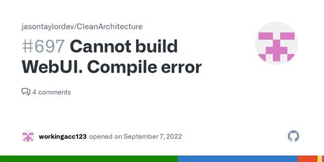 Cannot Build Webui Compile Error · Issue 697 · Jasontaylordev
