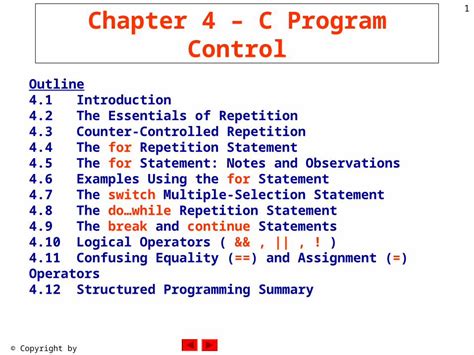 Ppt © Copyright By Deitel 1 Chapter 4 C Program Control Outline 4