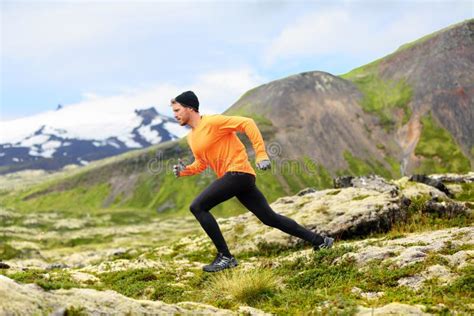 Running Man In Cross Country Trail Run Stock Photo Image Of Joggers
