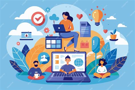 Modern Workplace Setting With People On Laptops In A Cloudbased