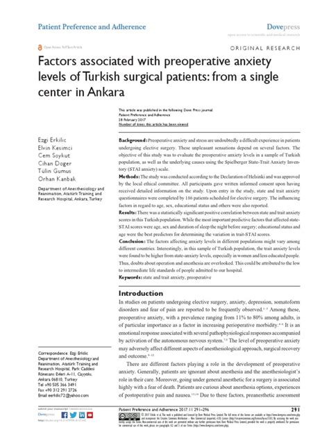 Ezgi Erkilic 2017 Pdf Analysis Of Variance Anesthesia