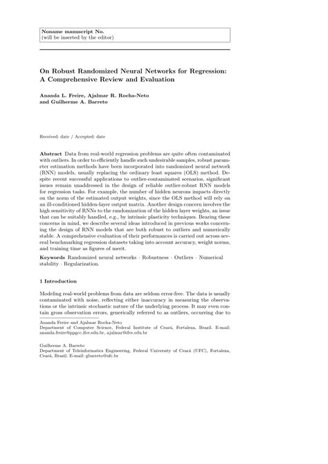 Pdf On Robust Randomized Neural Networks For Regression A