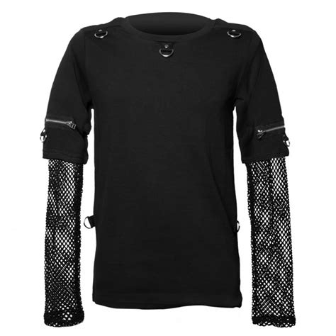 Gothic Top With Mesh Sleeves Punk Men Goth Shirt Top