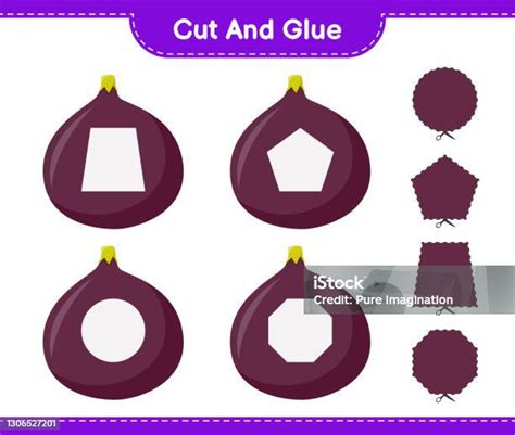 자르고 접착제 무화과의 일부를 잘라 접착제 교육 어린이 게임 인쇄 워크 시트 벡터 일러스트레이션 0명에 대한 스톡 벡터 아트 및 기타 이미지 Istock